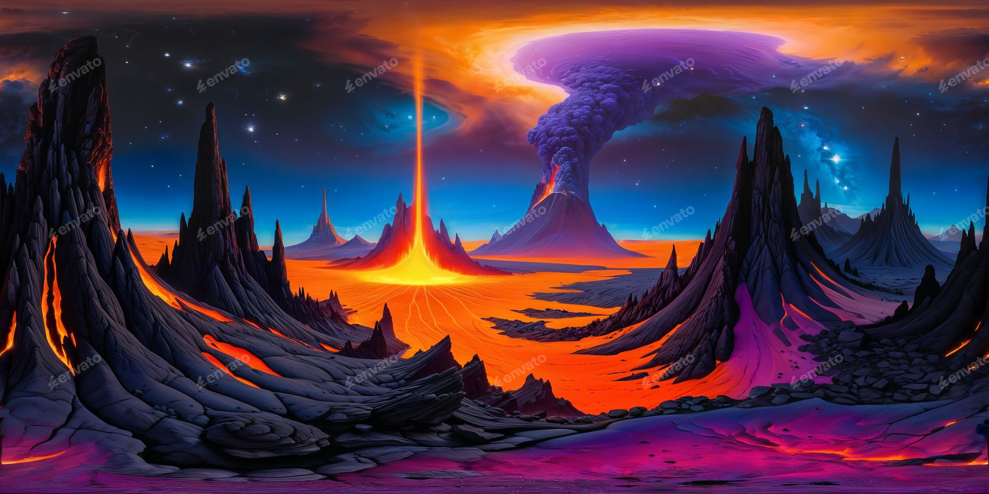 8K HDR Volcanic Terrain with Cosmic Sky Background by mount0000 | 3DOcean