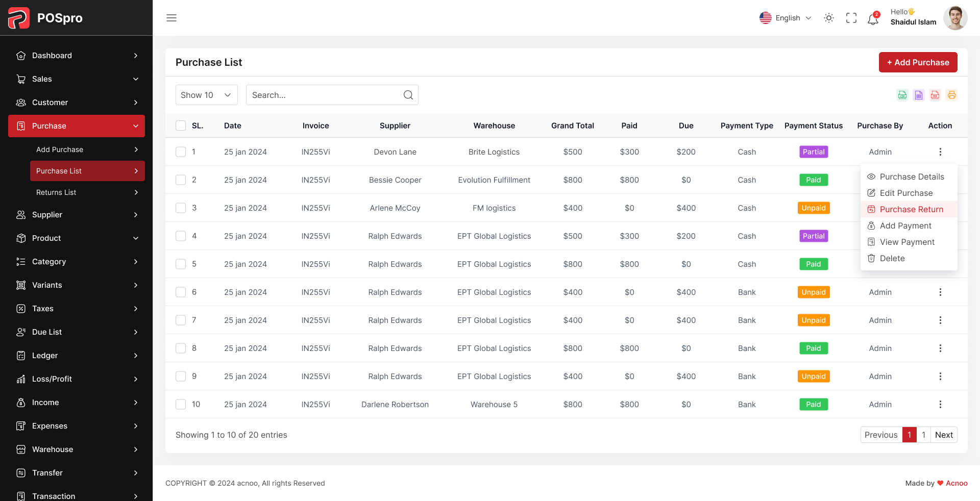 POS Pro - Advanced POS & Inventory Management System add-on | POS SaaS Solution by Acnoo
