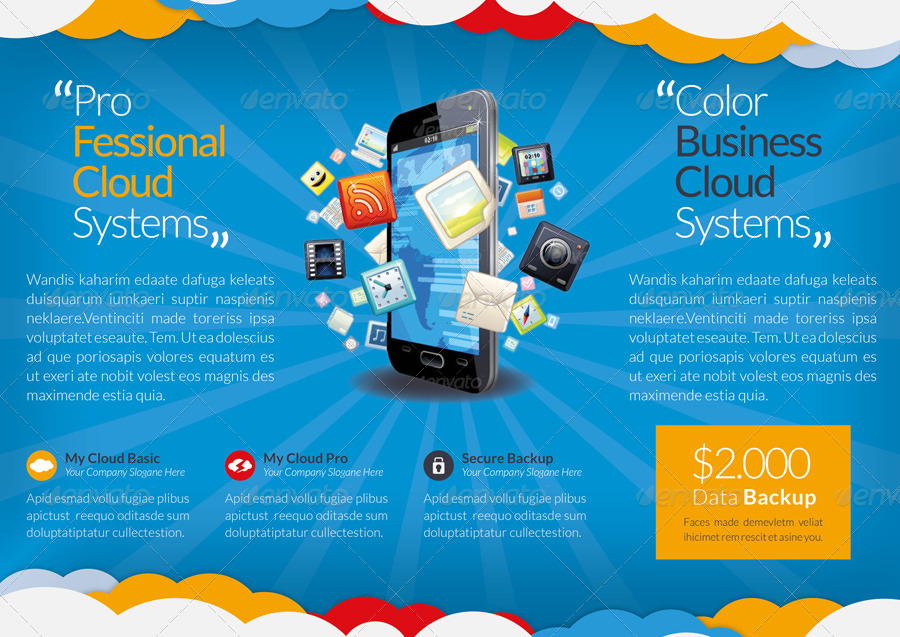 Cloud Systems Tri-Fold Template, Print Templates | GraphicRiver