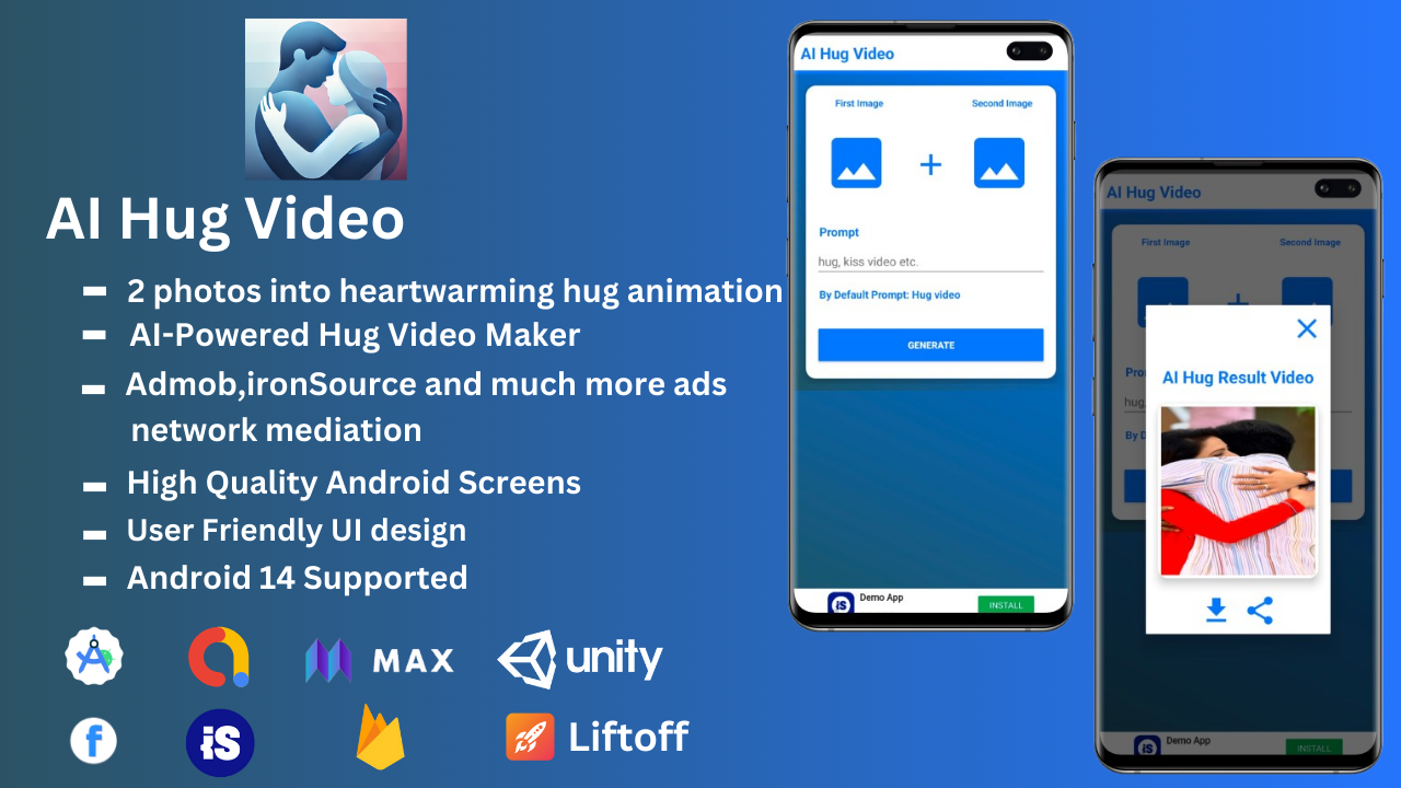 AI Hug Video App with ironSource Mediation by ChiefApps | CodeCanyon