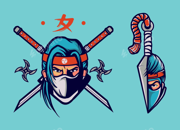 Ninja Badges Logo, Web Elements | GraphicRiver