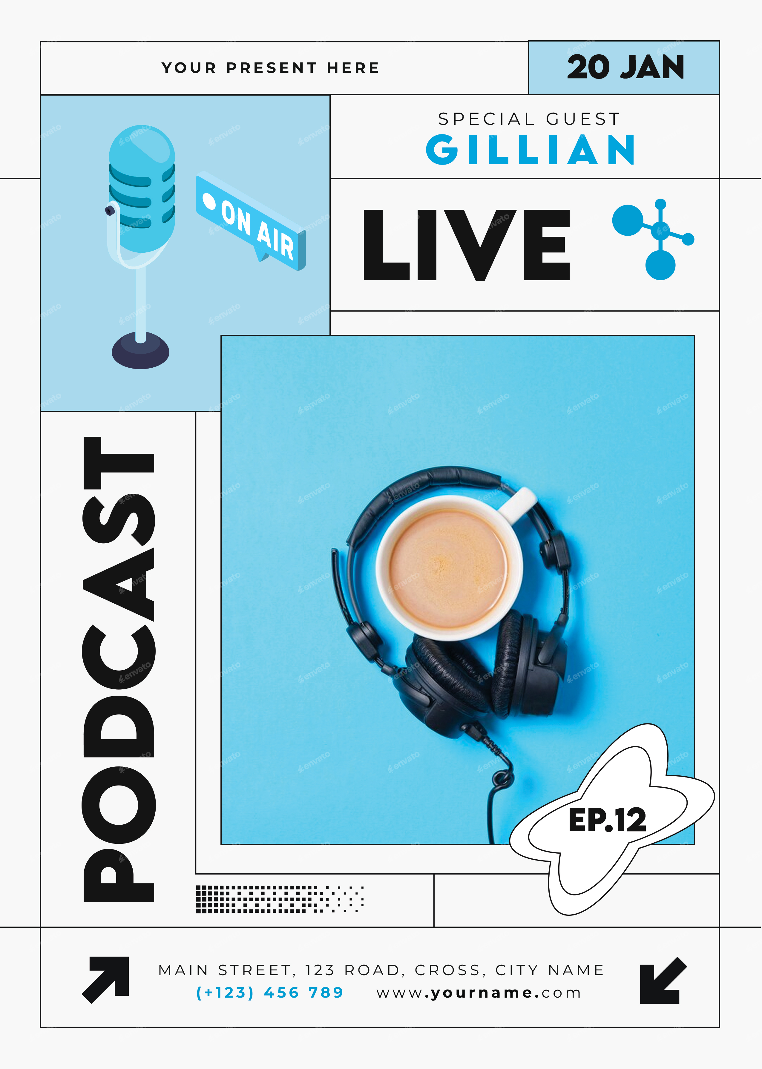 Podcast Live Flyer, Print Templates | GraphicRiver