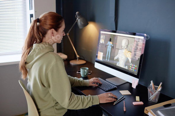 Creating 3D Animation Using Digital Tablet at Workspace Stock Photo by ...