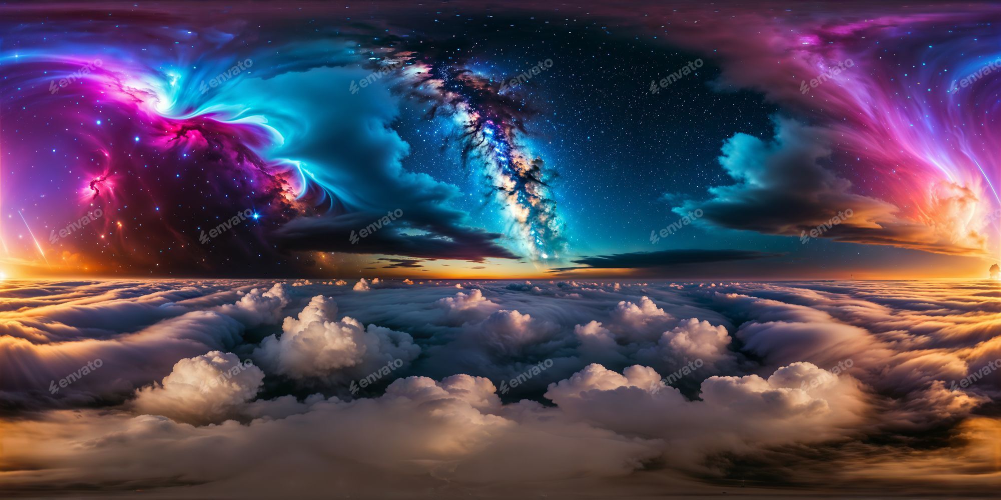 8K HDR Vibrant Nebula with Swirling Clouds and Distant Stars Background ...