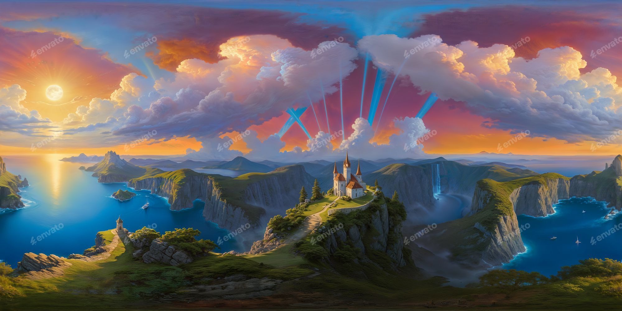 8K HDR Celestial Islands Floating in Cosmic Void Background by Ein_J