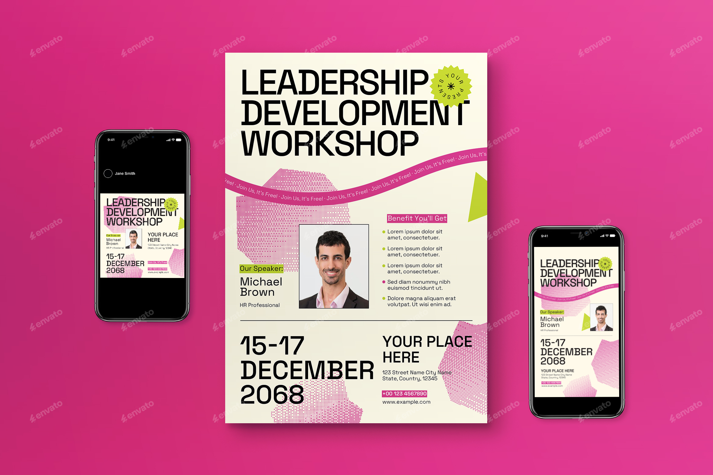White Minimalism Leadership Development Flyer Set, Print Templates