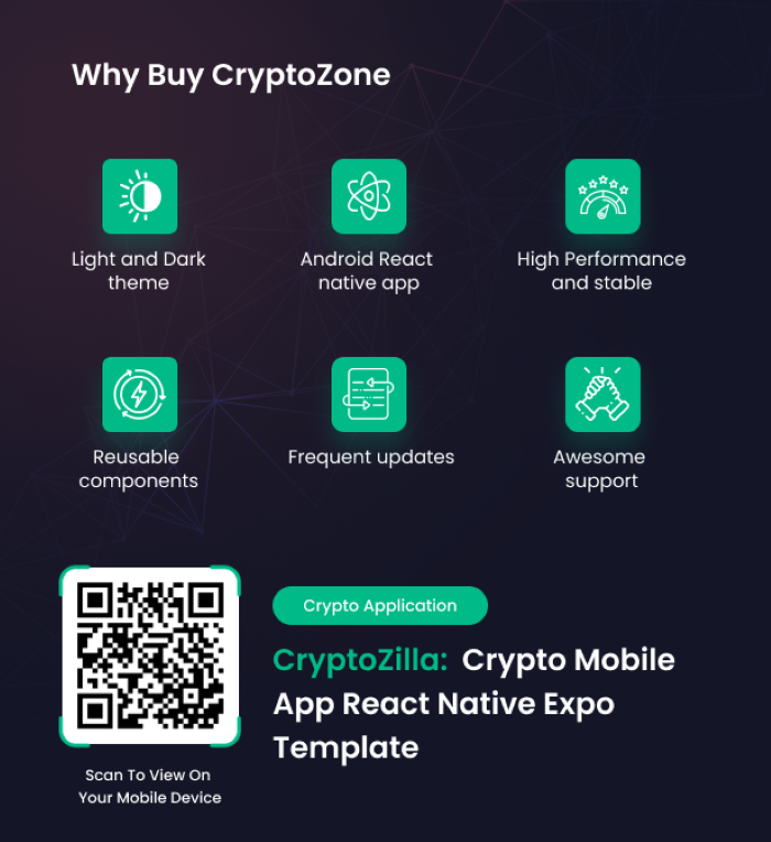 CryptoZilla - React Native Expo Cryptocurrency Mobile App Template by DexignZone
