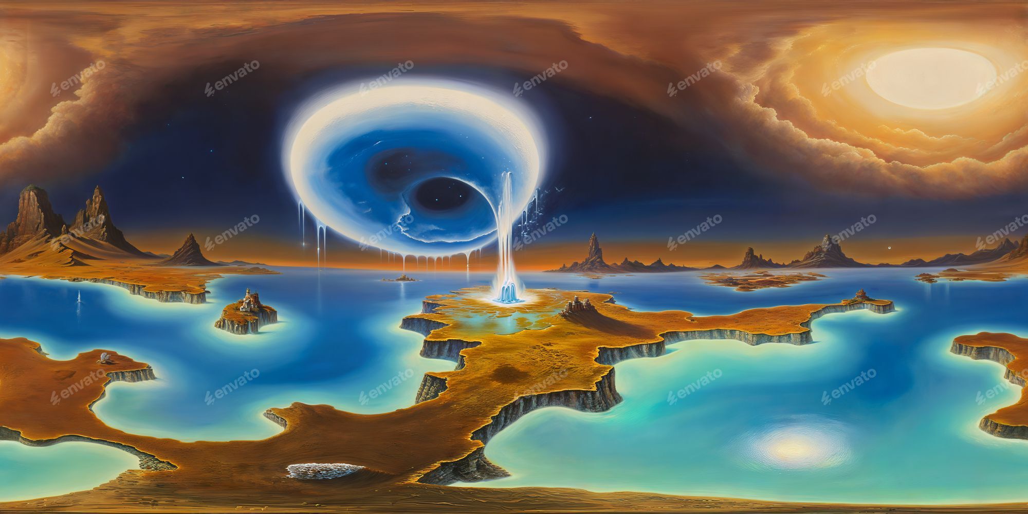 8K HDR Majestic Floating Islands in Boundless Void Background by mount0000