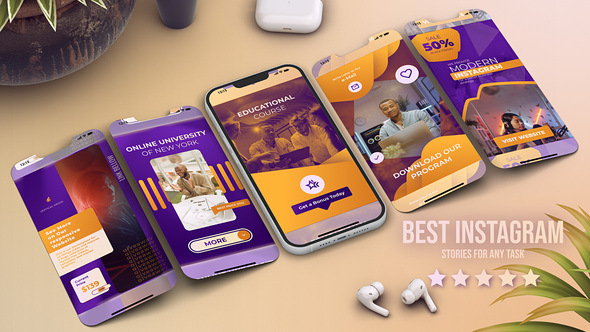 Instagram Reel Story Education Violet Yellow, After Effects Project Files