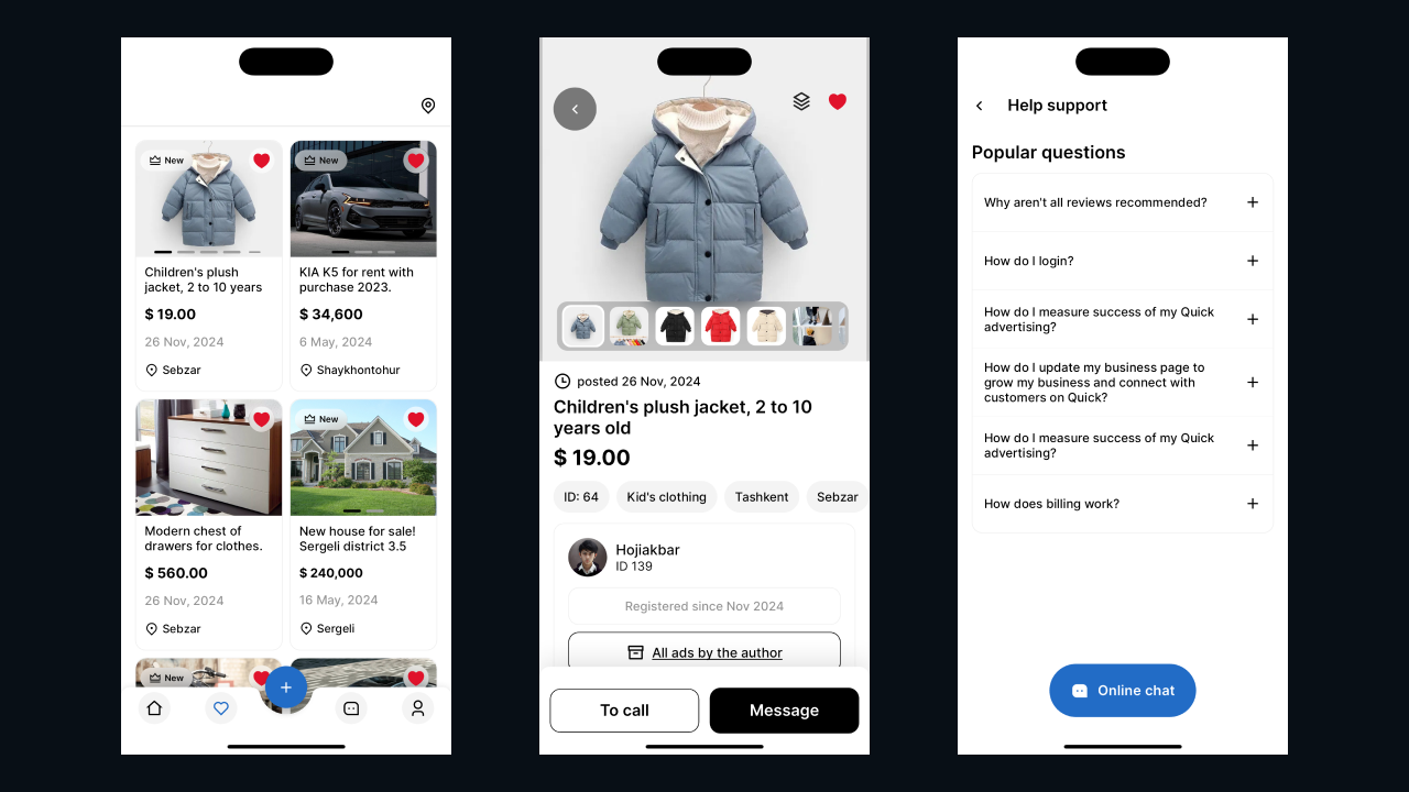 Quick - Modern Classified Buy and Sell Marketplace Flutter App with ...