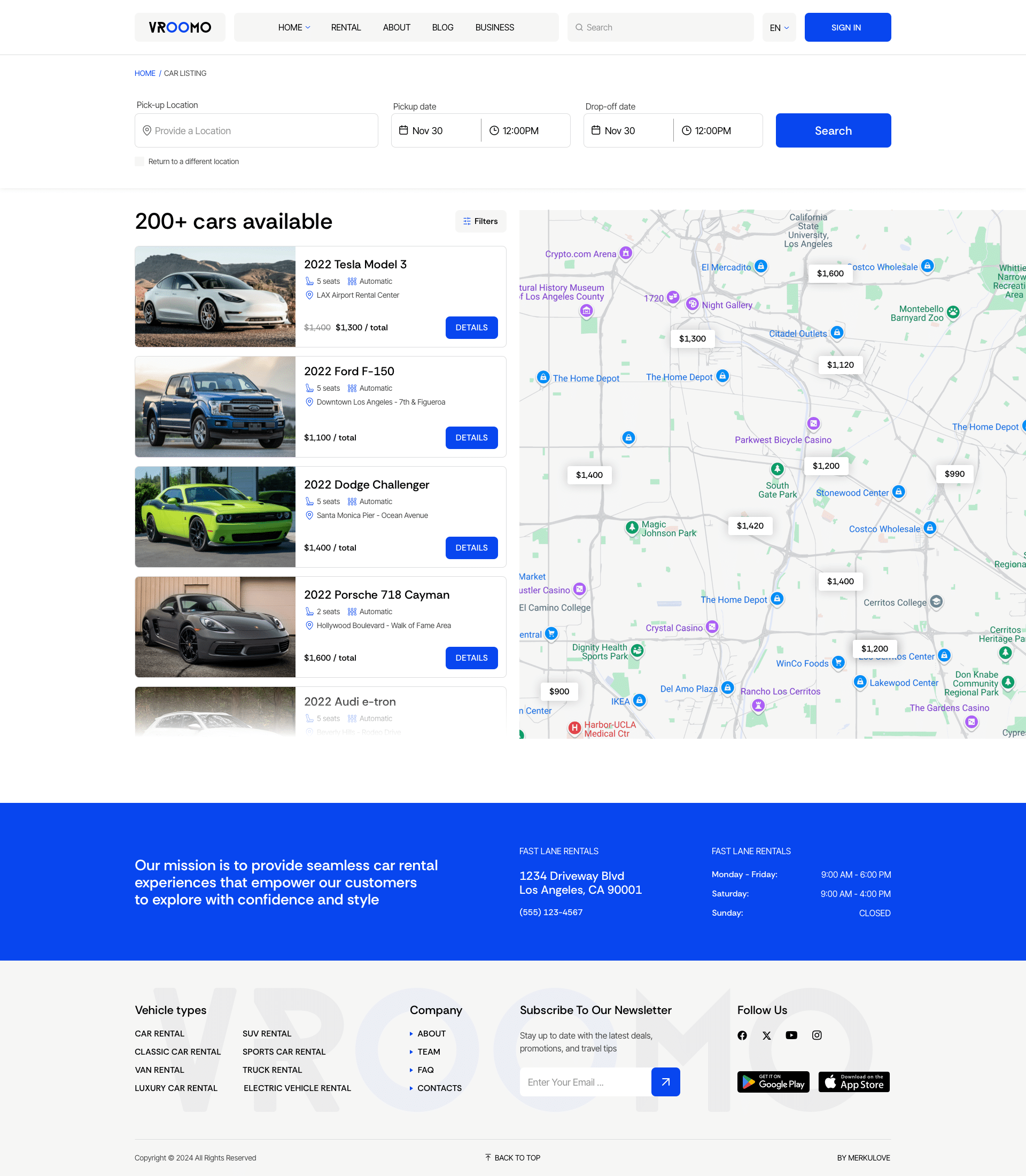 Vroomo – Car Rental Template for Figma by merkulove | ThemeForest