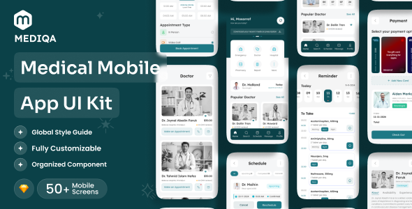Mediqa- Medical Mobile App UI Kit by pixleslab | ThemeForest