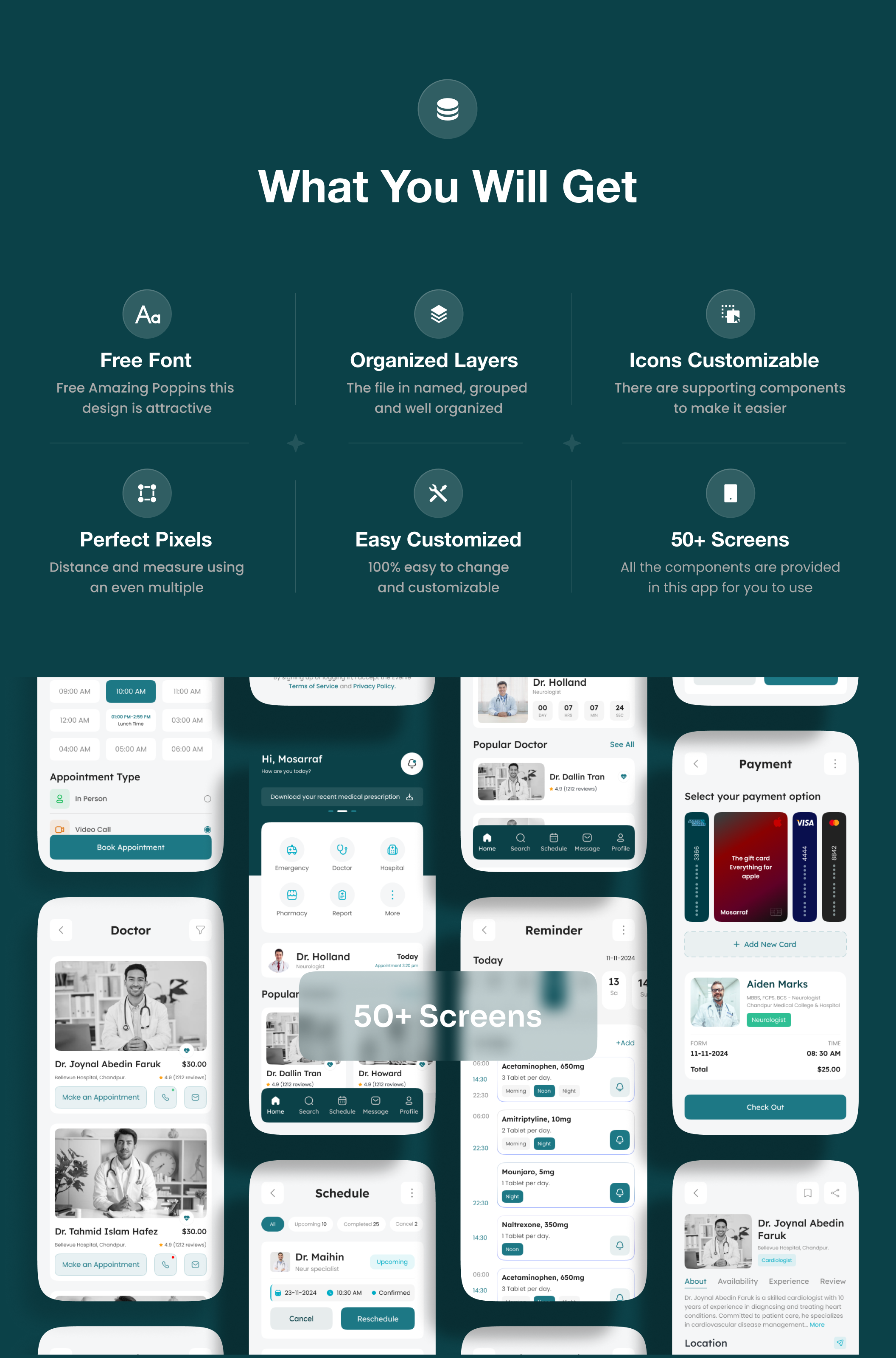 Mediqa- Medical Mobile App UI Kit by pixleslab | ThemeForest