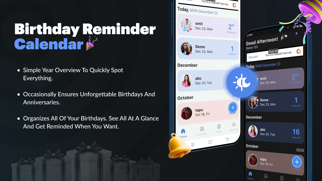 Birthday Reminder Flutter App | Admob Ads by VocsyInfotech | CodeCanyon