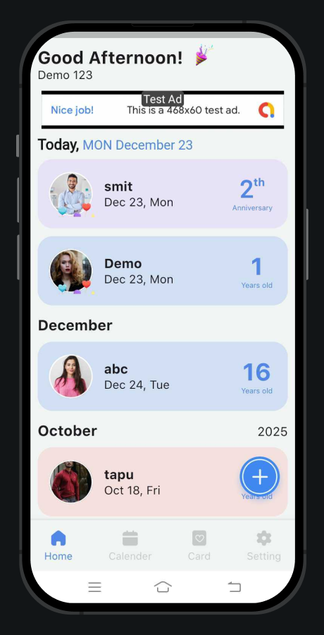 Birthday Reminder Flutter App | Admob Ads by VocsyInfotech | CodeCanyon
