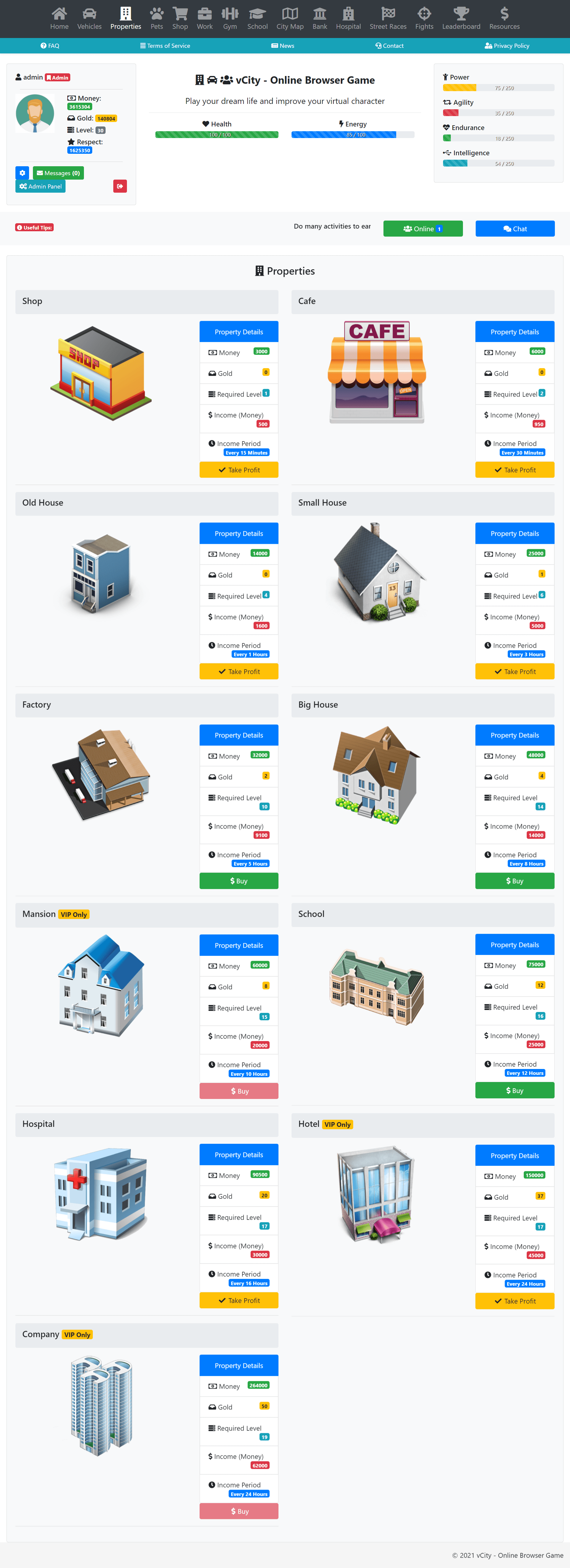 vCity - Online Browser Game by Antonov_WEB | CodeCanyon