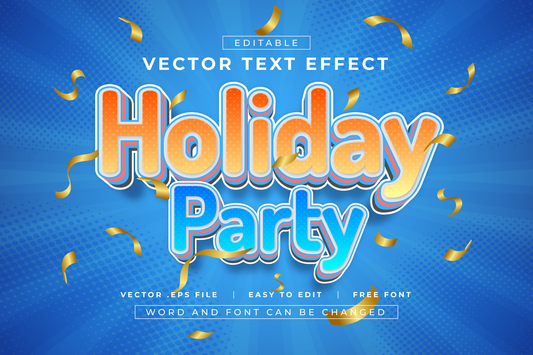 Holiday Party 3D Text Effect | EPS Vector, Add-ons | GraphicRiver