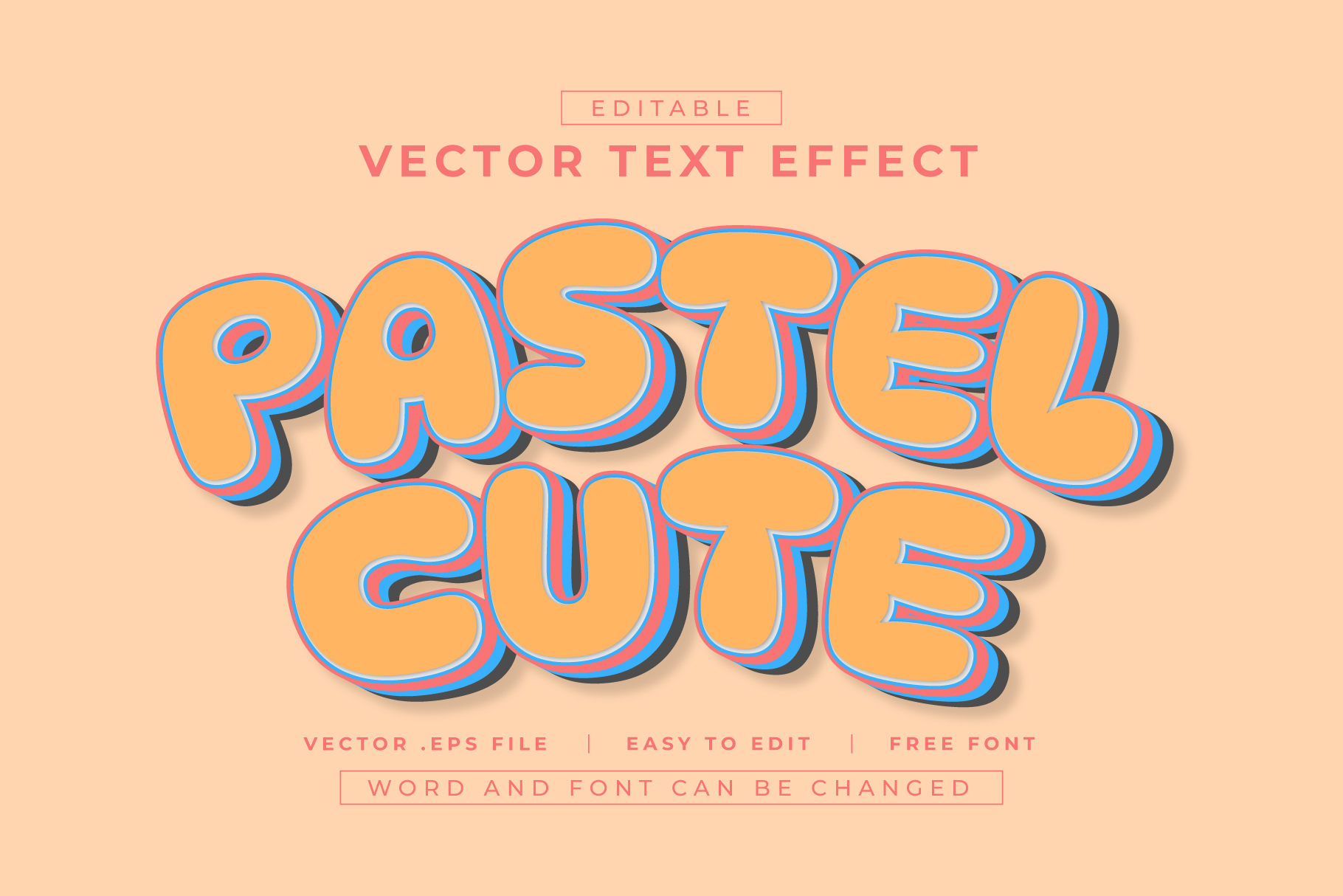 Pastel Cute 3D Text Effect | EPS Vector, Add-ons | GraphicRiver