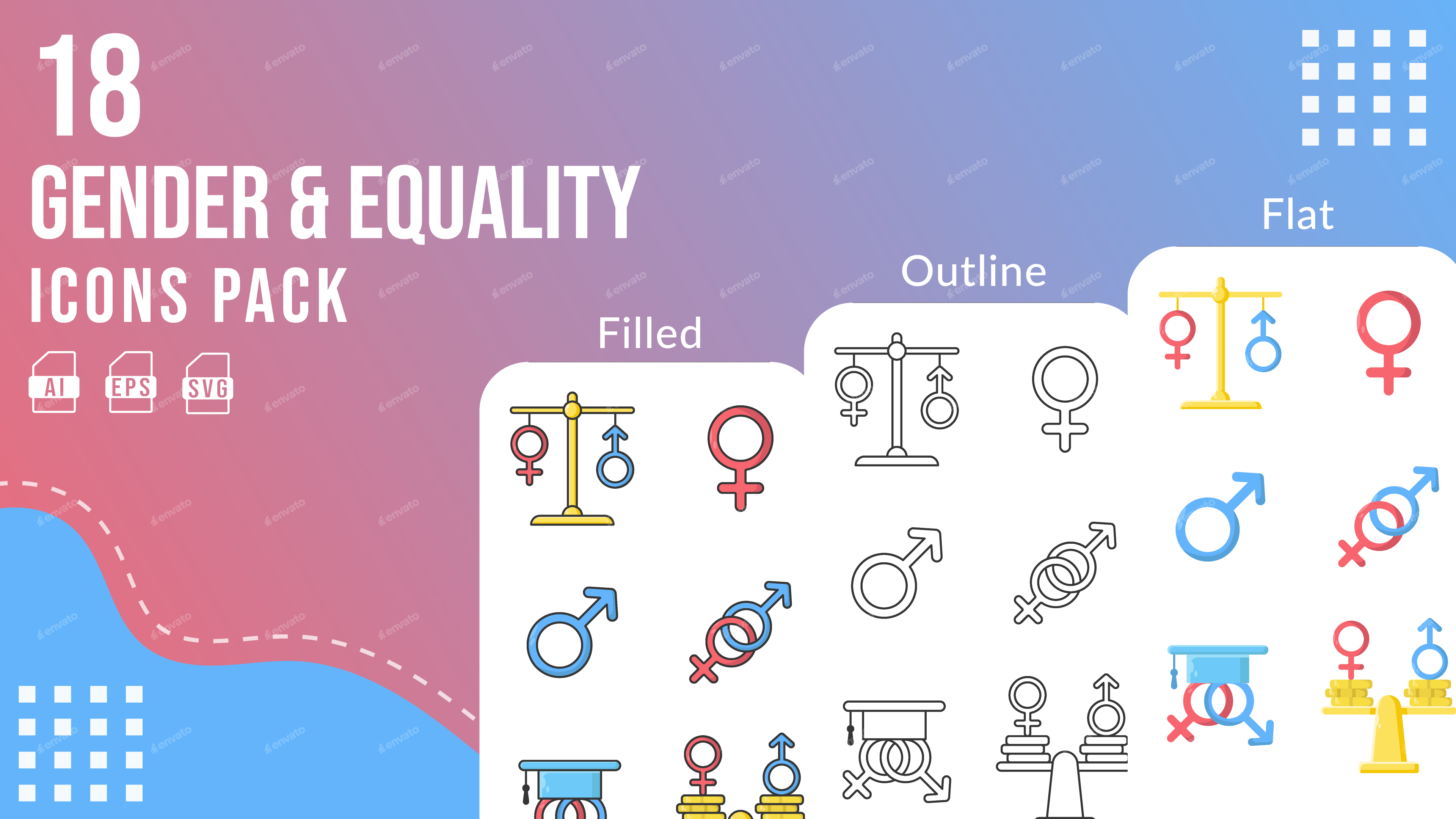 18 Gender & Equality Icons Pack, Icons | GraphicRiver