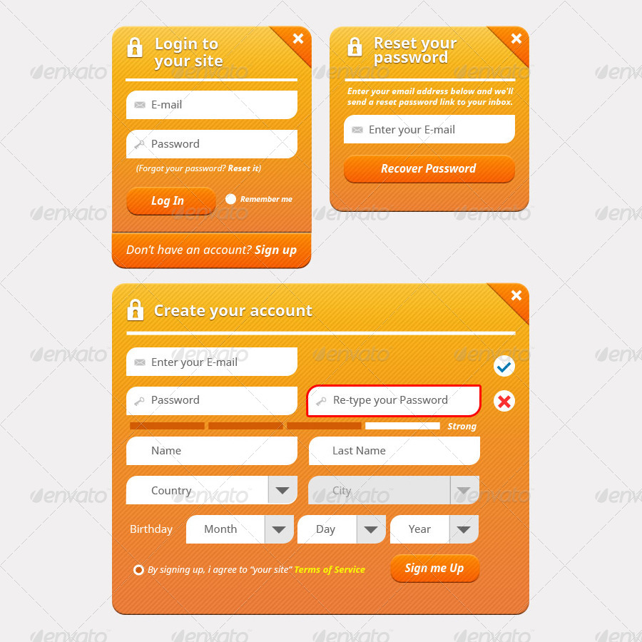 Login and Sign Up Forms, Web Elements | GraphicRiver