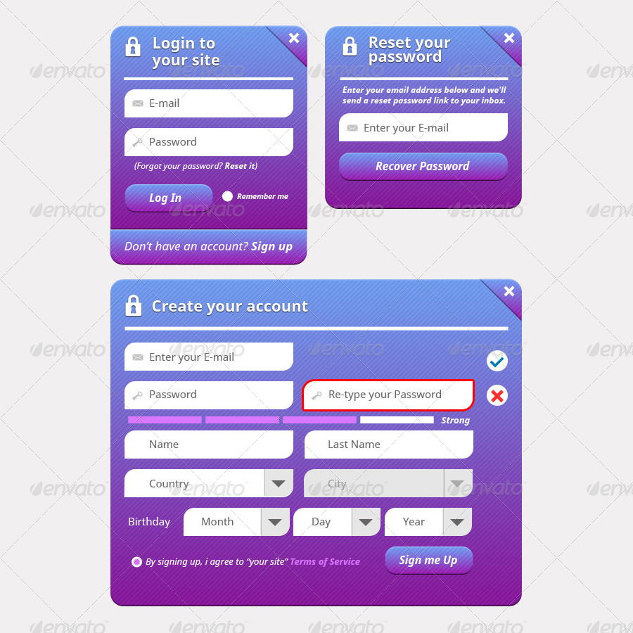 Login and Sign Up Forms, Web Elements | GraphicRiver