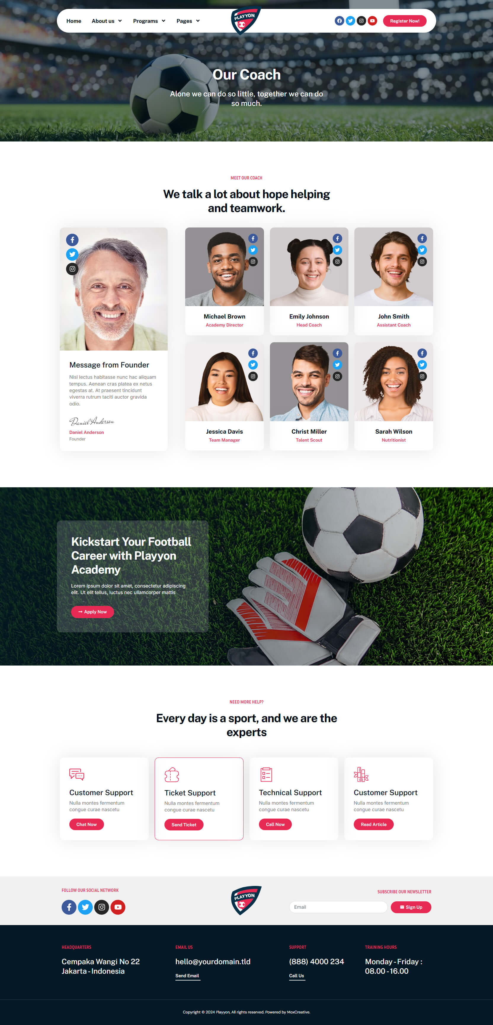 Playyon - Football Team & Sports Academy Elementor Pro Template Kit by ...
