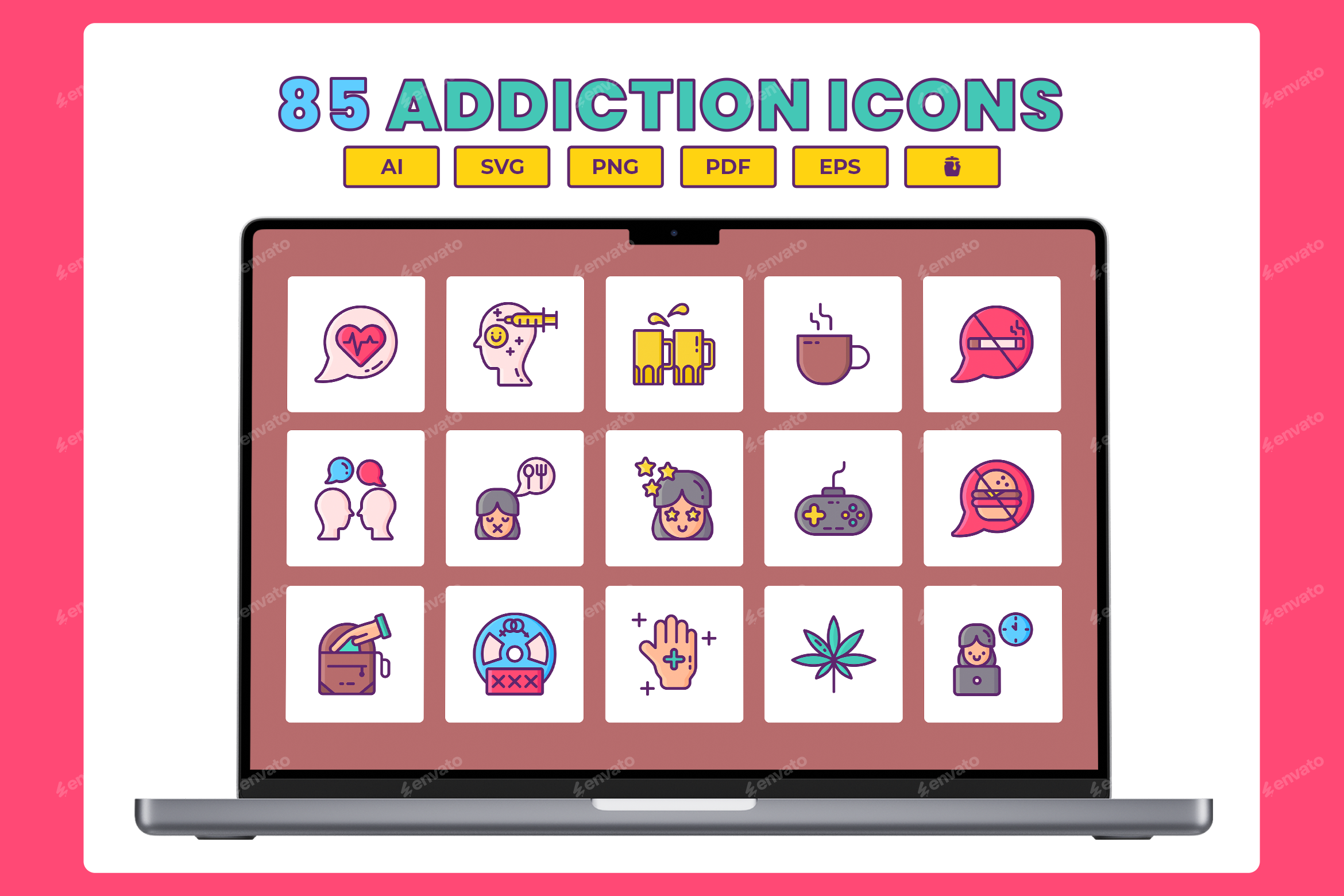 85 Addiction Icons, Icons | GraphicRiver