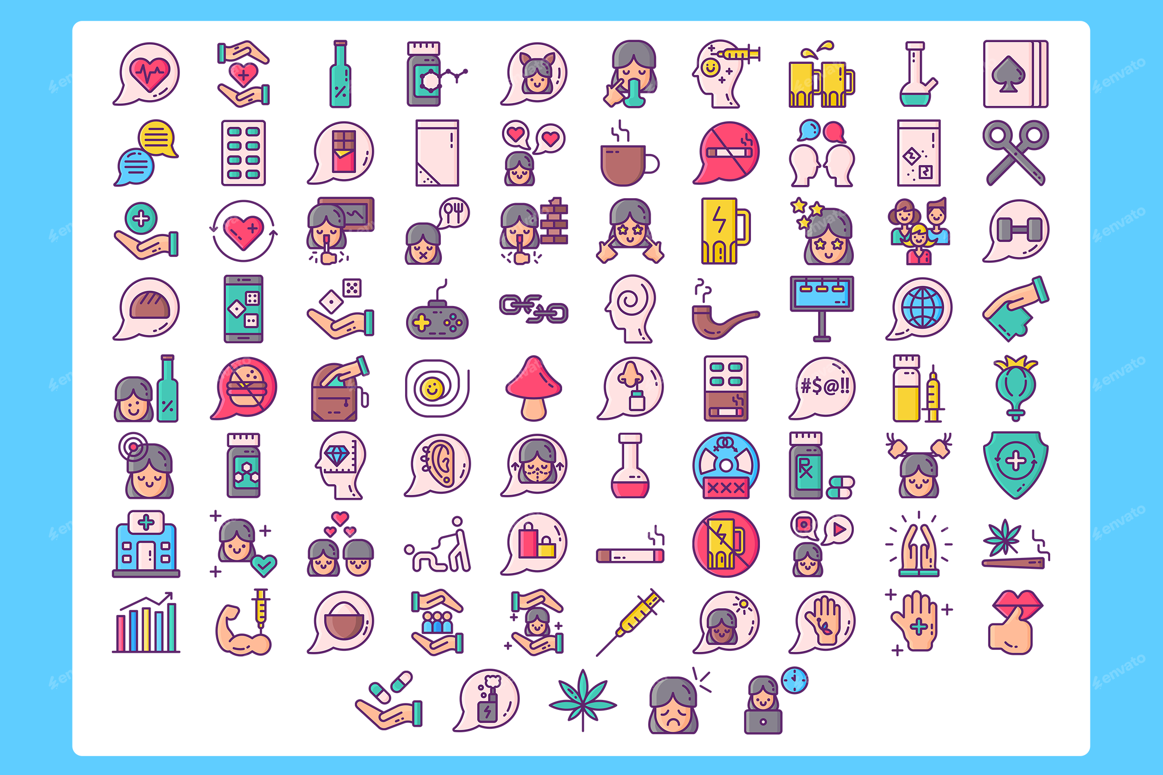 85 Addiction Icons, Icons | GraphicRiver