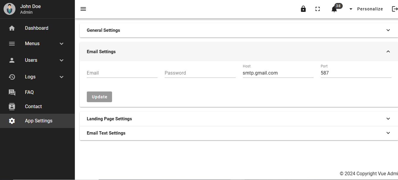 Admin VUE - Vue 3 Admin Template with .NET Core 8 by Sangib_123saha