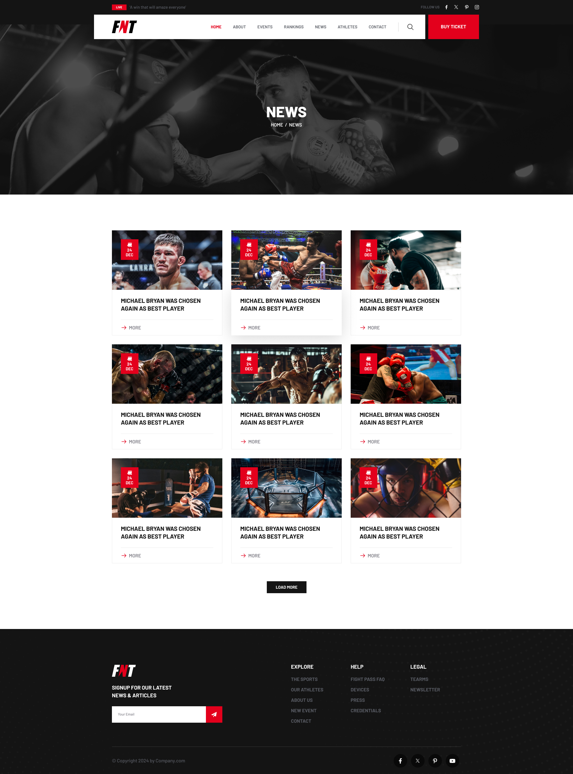 FNT - MMA Promotion & News Figma Template by dan_fisher | ThemeForest