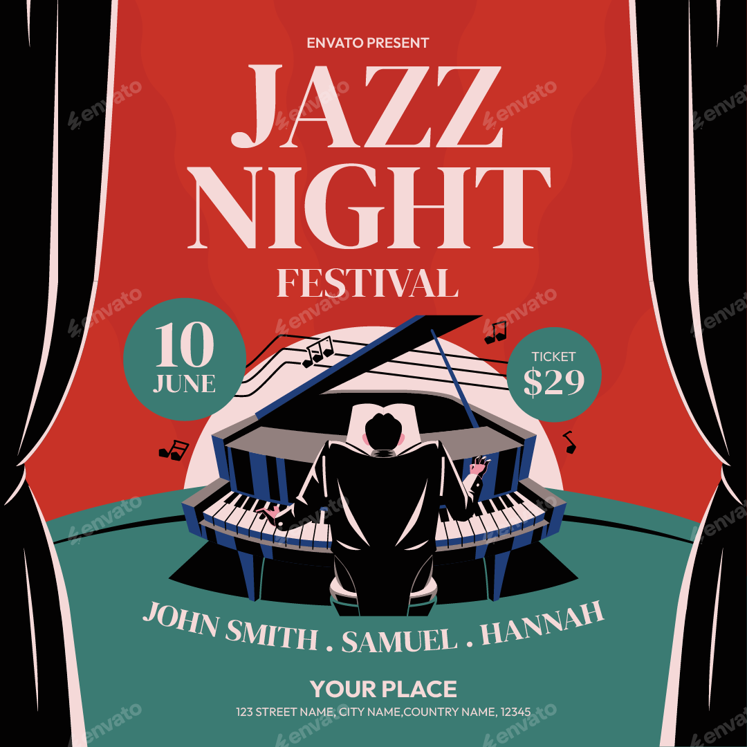 Jazz Night Flyer All Vector Image Included, Print Templates | GraphicRiver