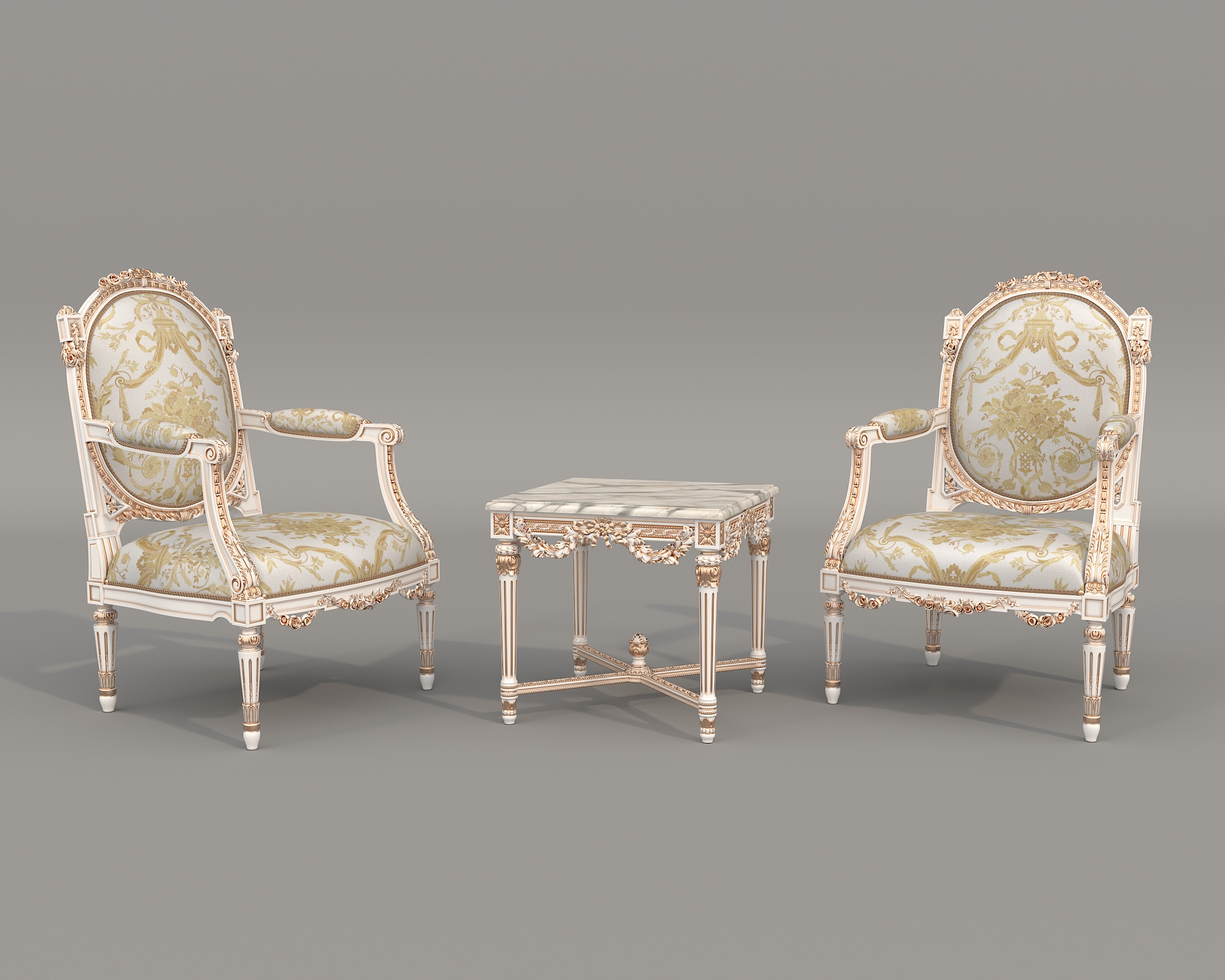 Classic European Style Coffee Table and Armchair 26 by nhattuankts