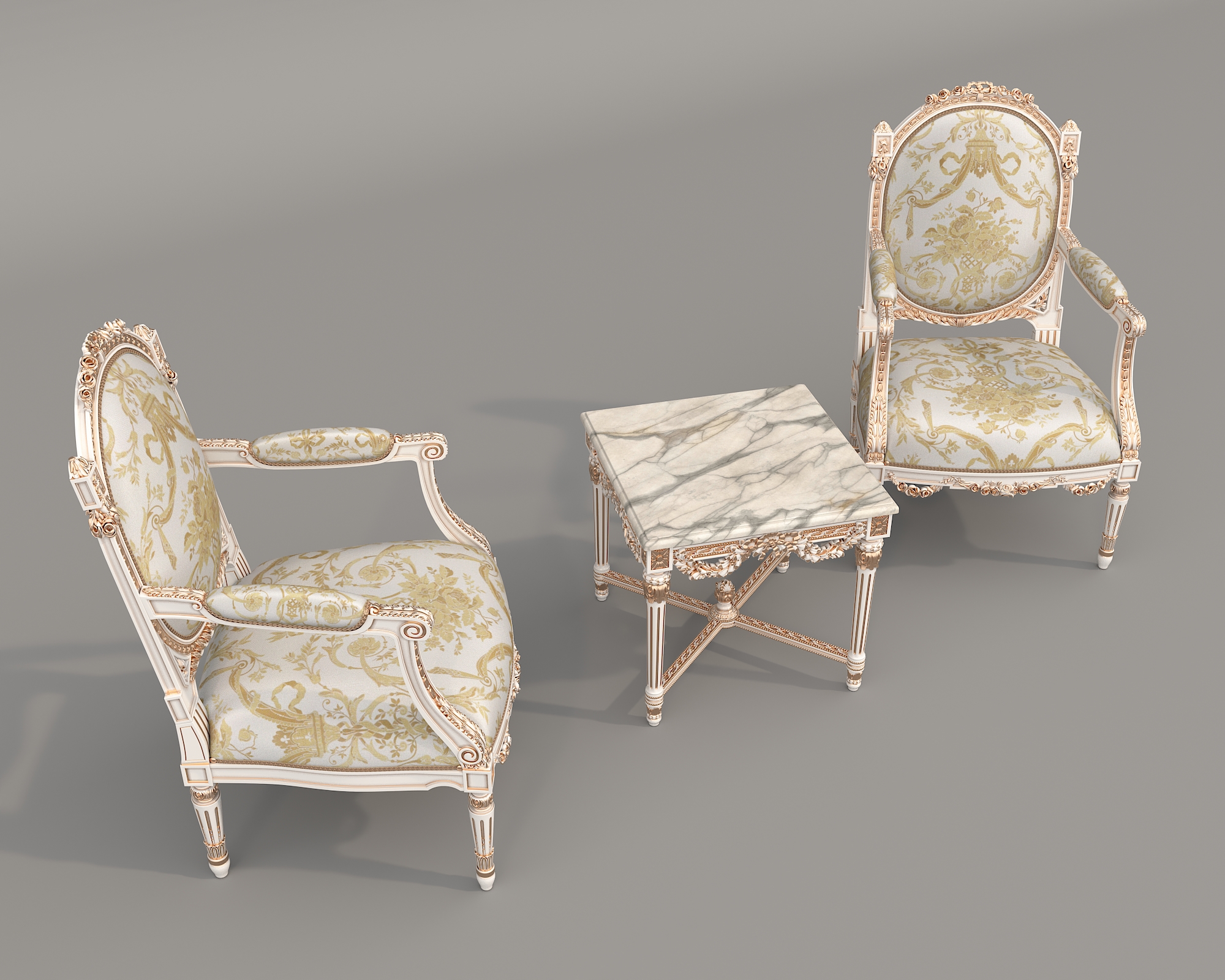 Classic European Style Coffee Table and Armchair 26 by nhattuankts