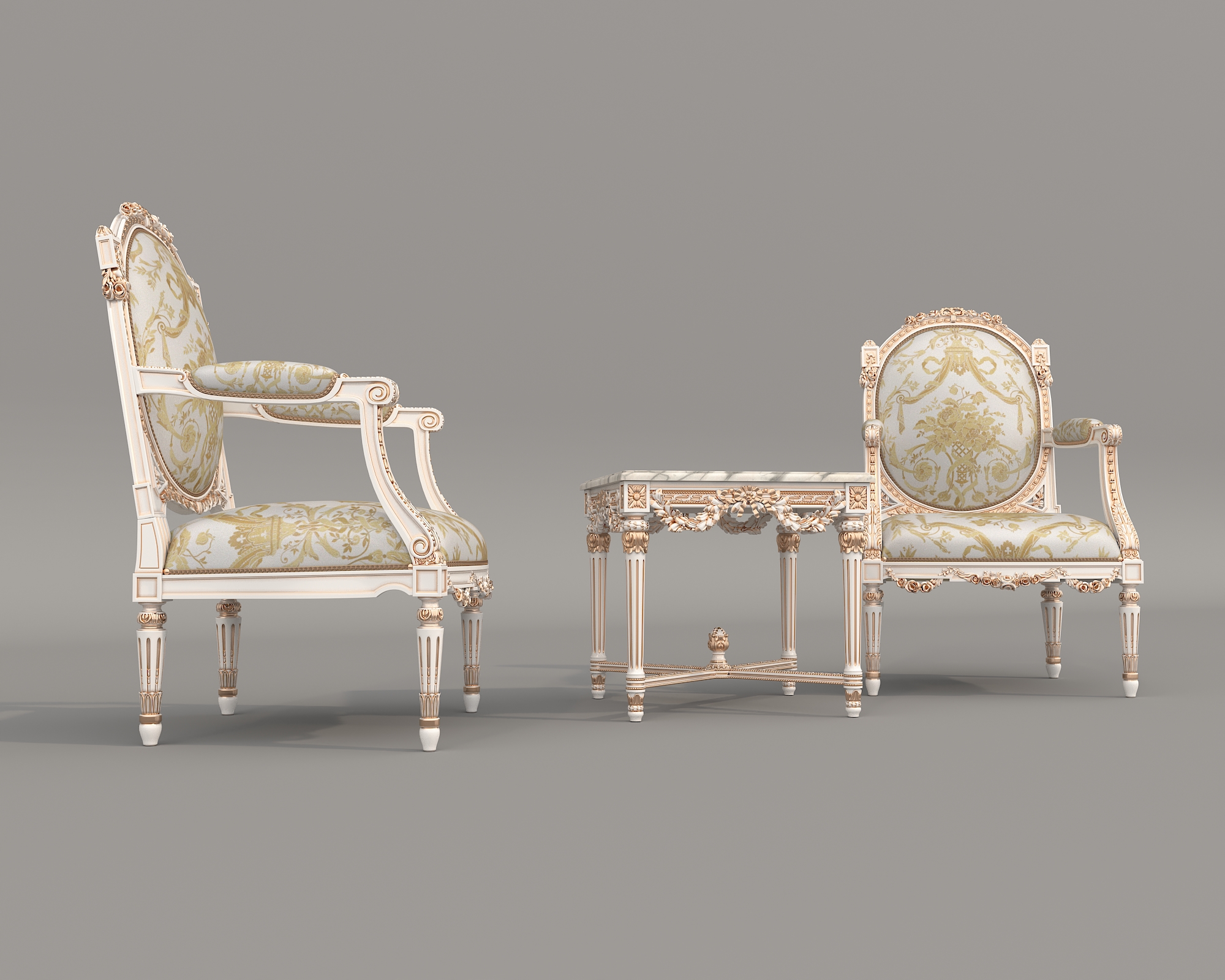 Classic European Style Coffee Table and Armchair 26 by nhattuankts