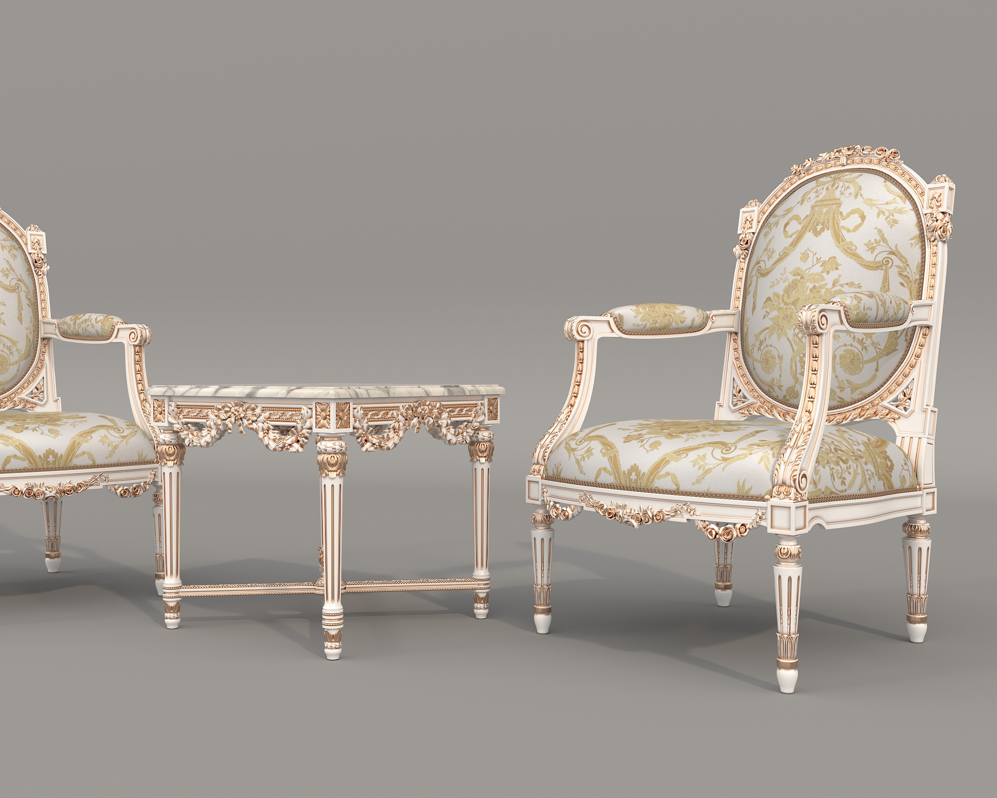 Classic European Style Coffee Table and Armchair 26 by nhattuankts