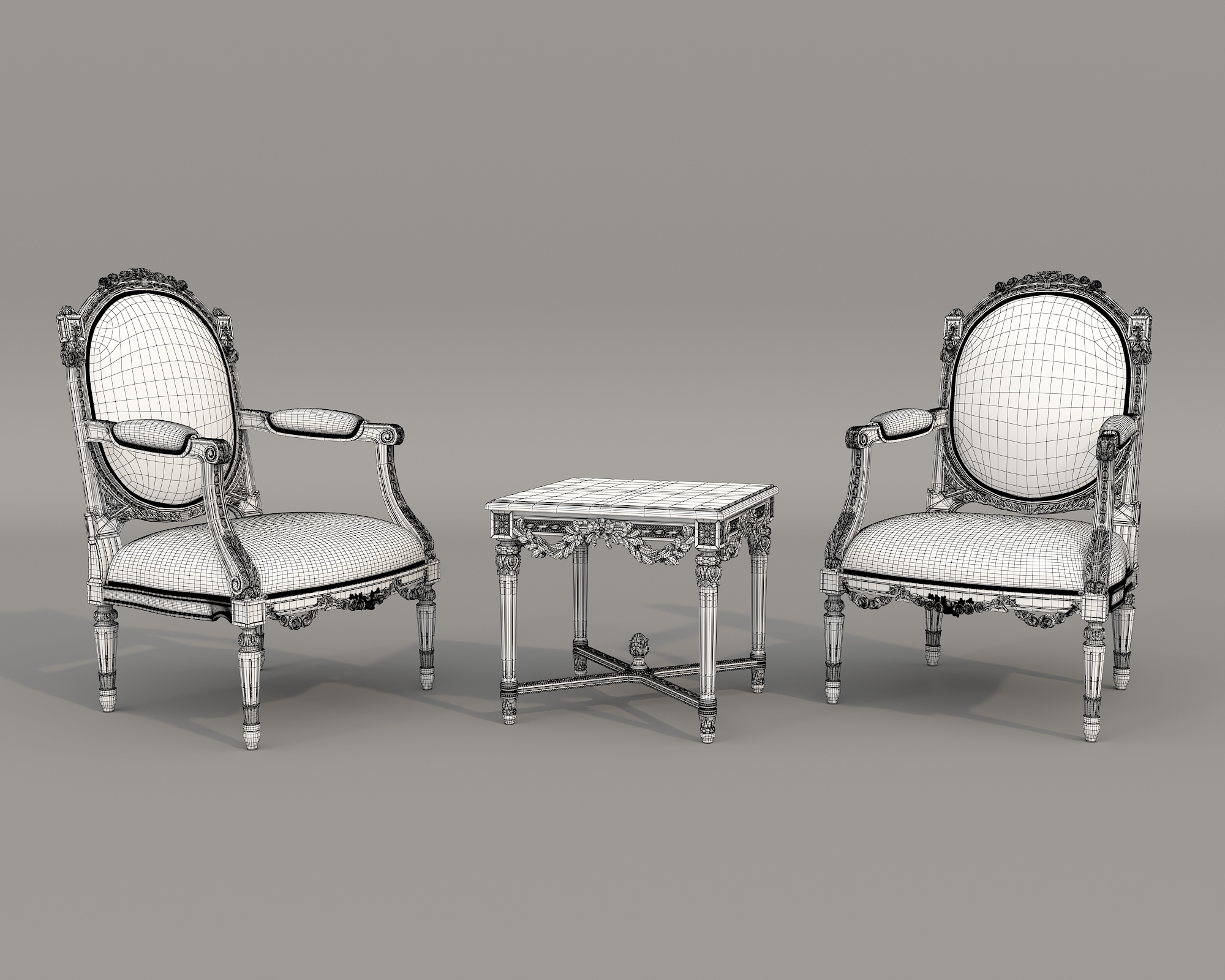 Classic European Style Coffee Table and Armchair 26 by nhattuankts