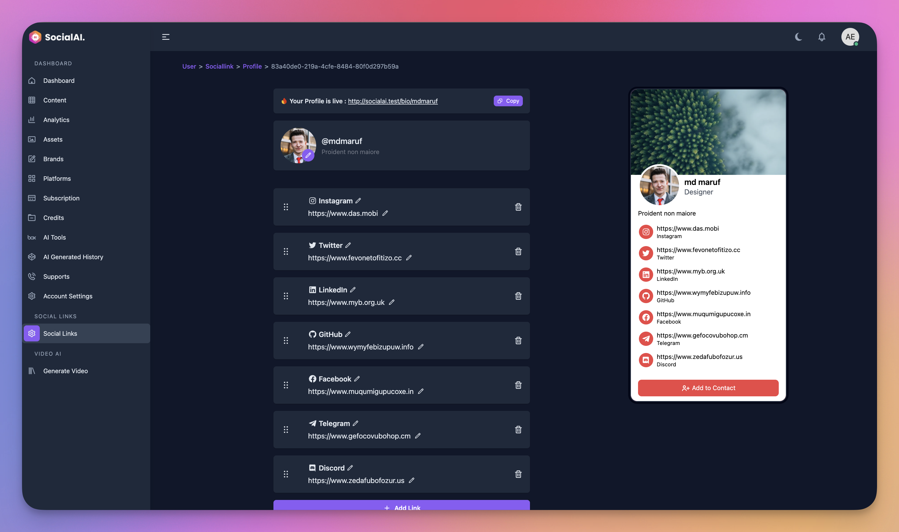 SocialLink - Biolink VCard Module For SocialAI by TheDevStation ...