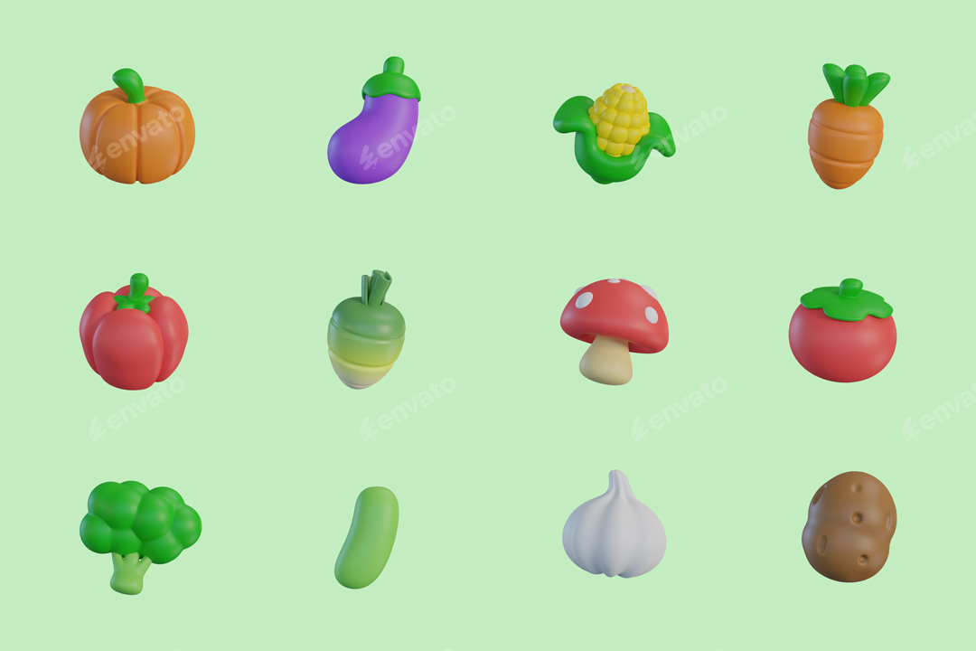 3D Vegetable Icon Set, Graphics | GraphicRiver
