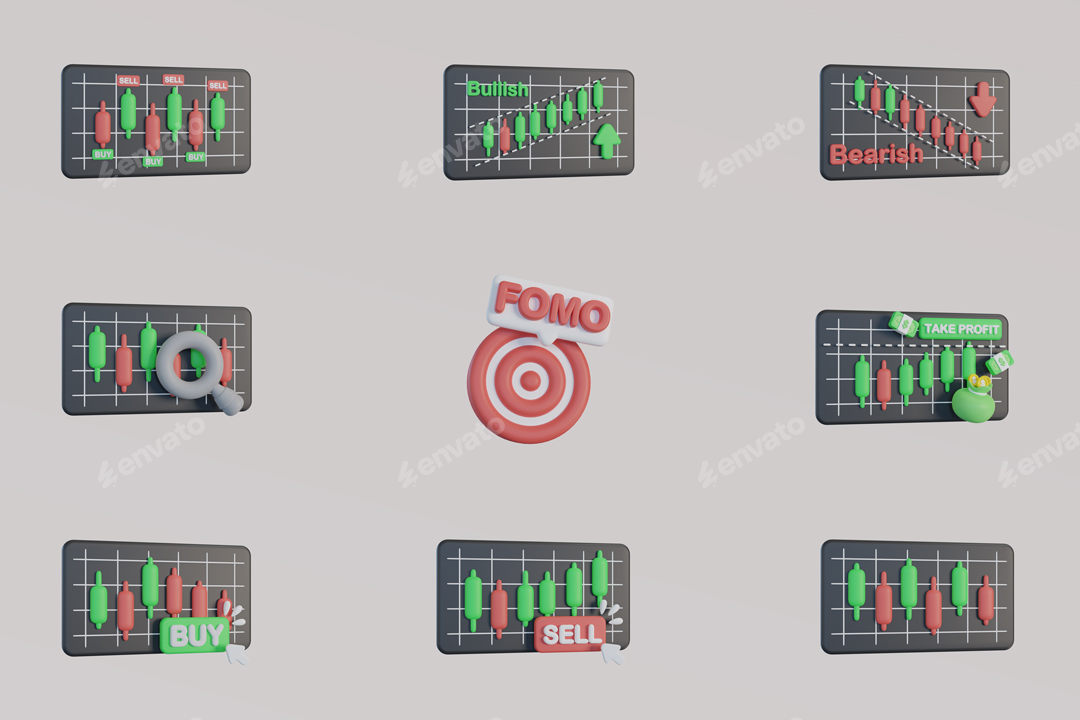 3D Trading Icon Set, Graphics | GraphicRiver