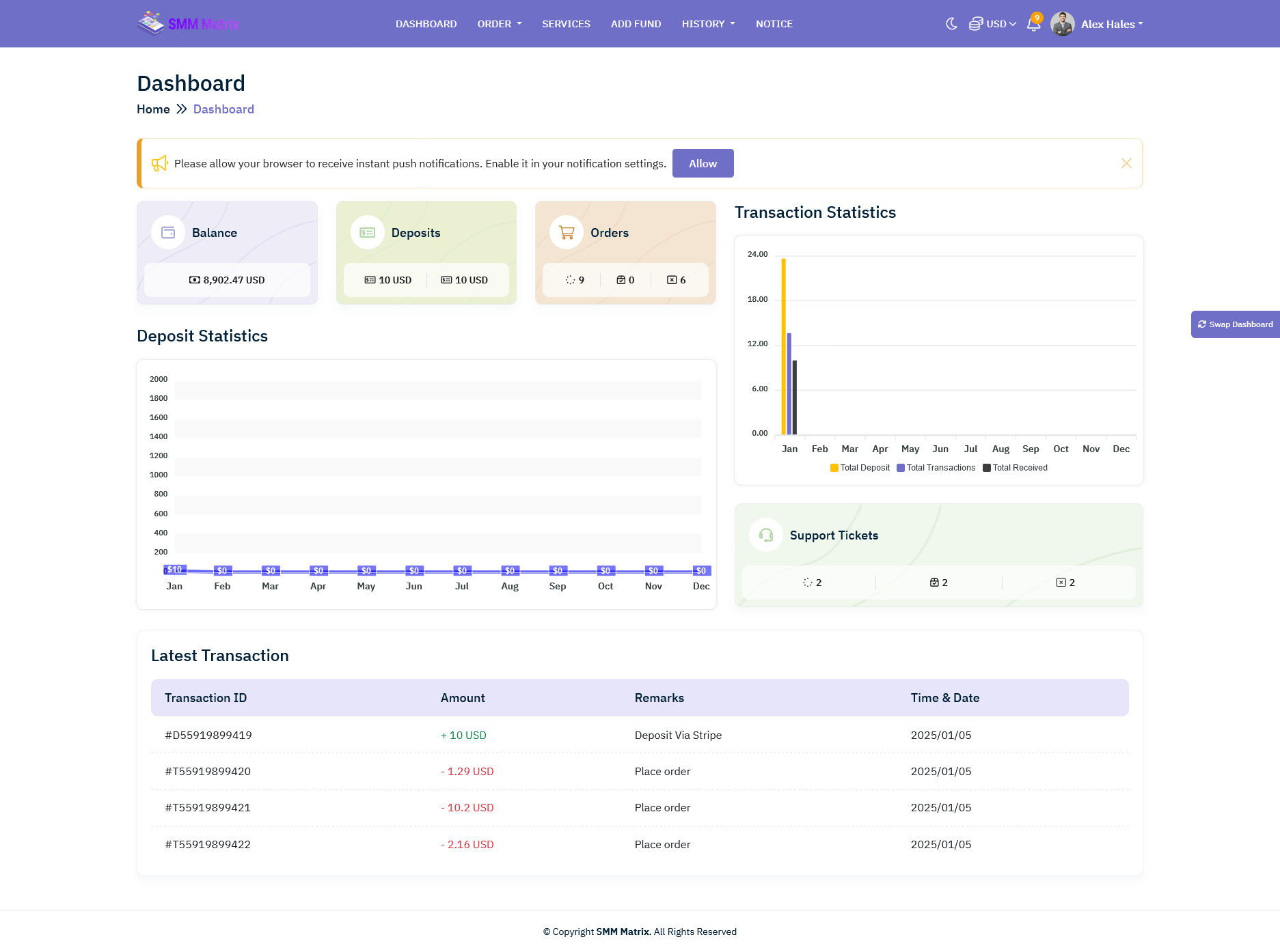 SMM Matrix - Social Media Marketing Panel with PWA by bug-finder | CodeCanyon