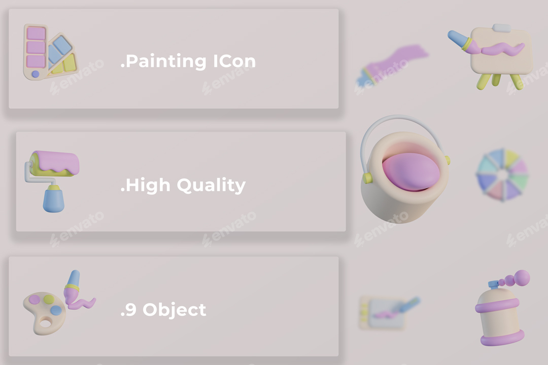 3D Painting Icon Set, Graphics | GraphicRiver