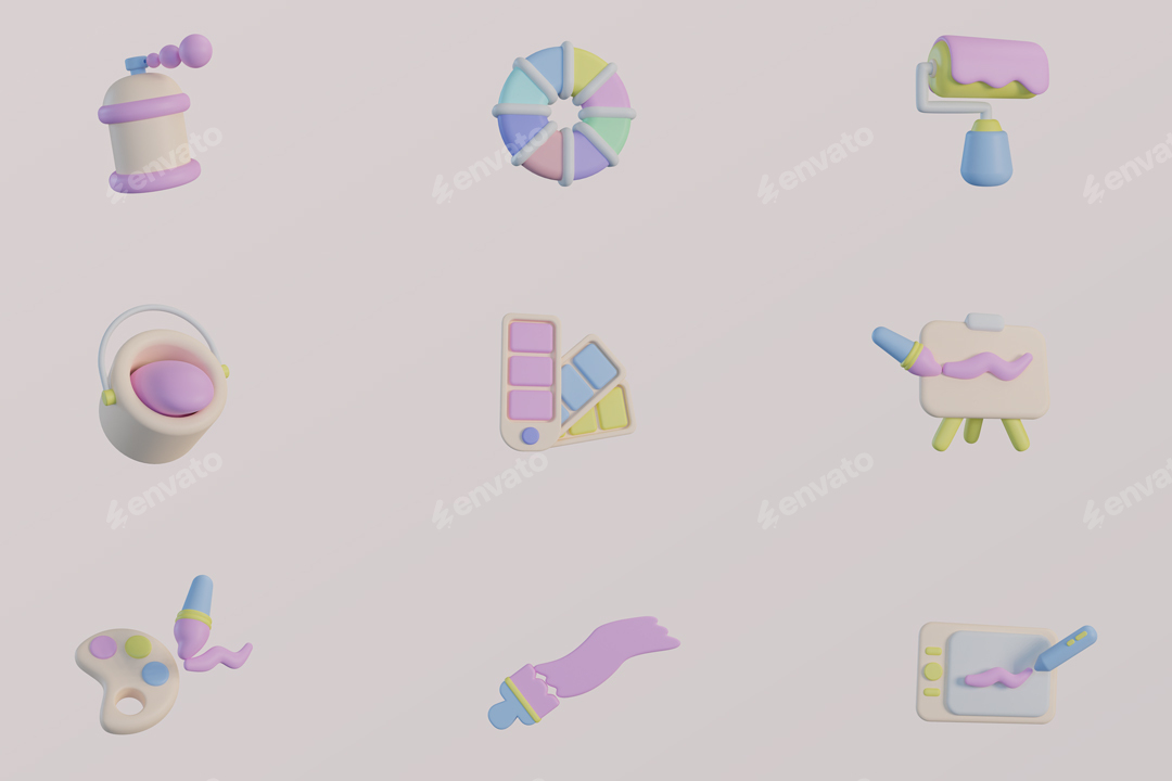 3D Painting Icon Set, Graphics | GraphicRiver