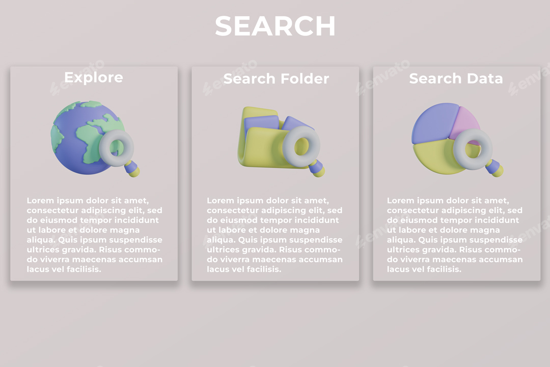 3D Search Icon Set, Graphics | GraphicRiver