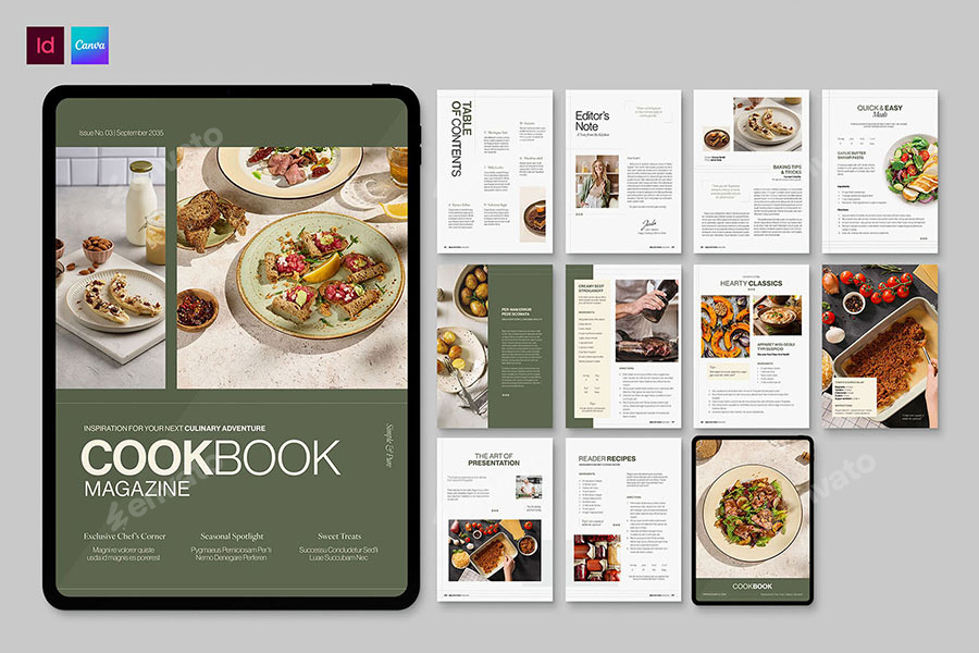 Digital Cookbook Magazine Template, Print Templates | GraphicRiver