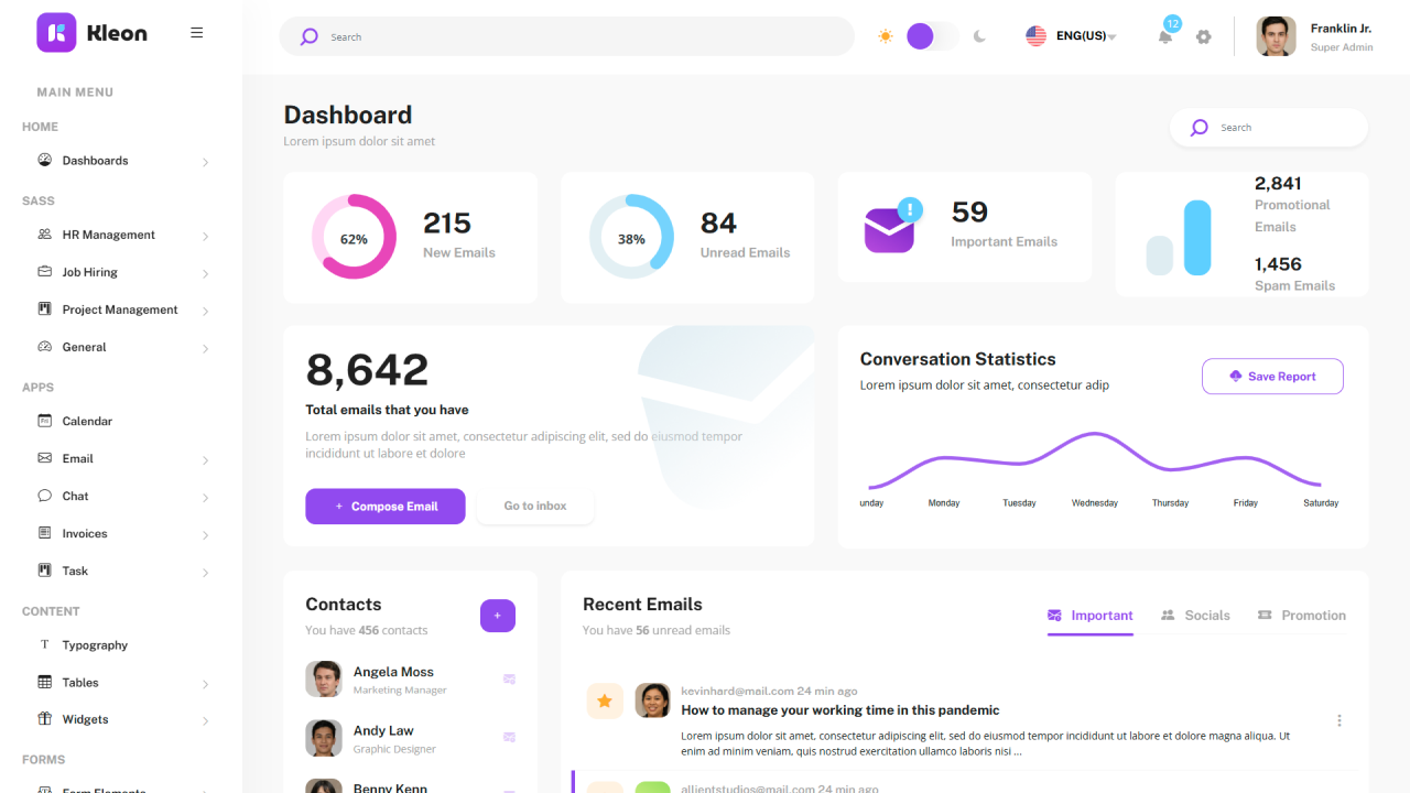 Kleon - PHP Admin Dashboard Template by SRBThemes | CodeCanyon