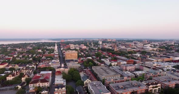 Charleston SC rooftops with churches at sunrise, Stock Footage | VideoHive