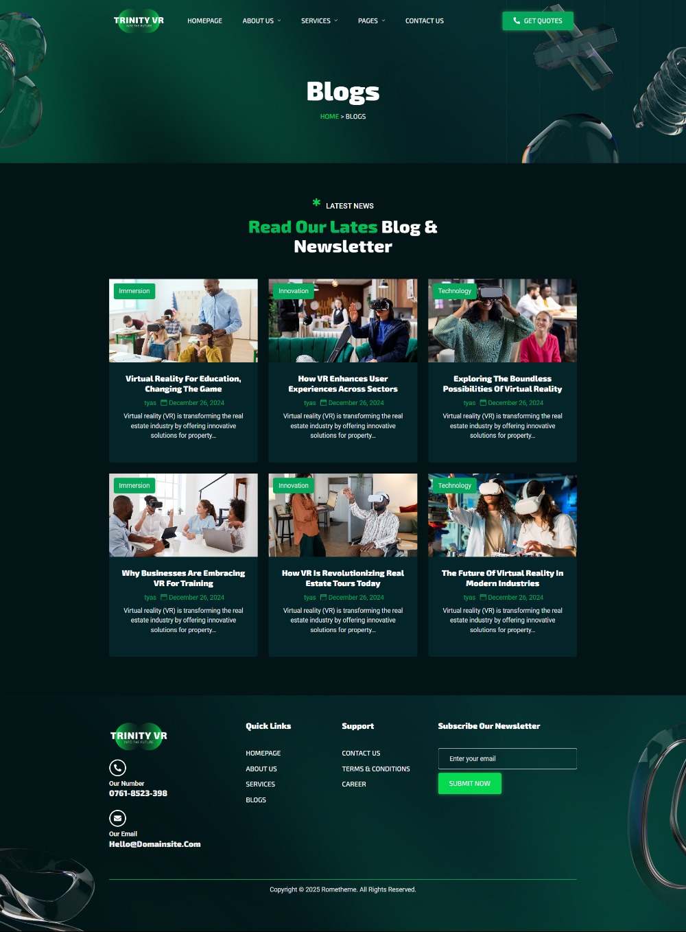 TrinityVR - Virtual Reality Services Elementor Template Kit by Rometheme