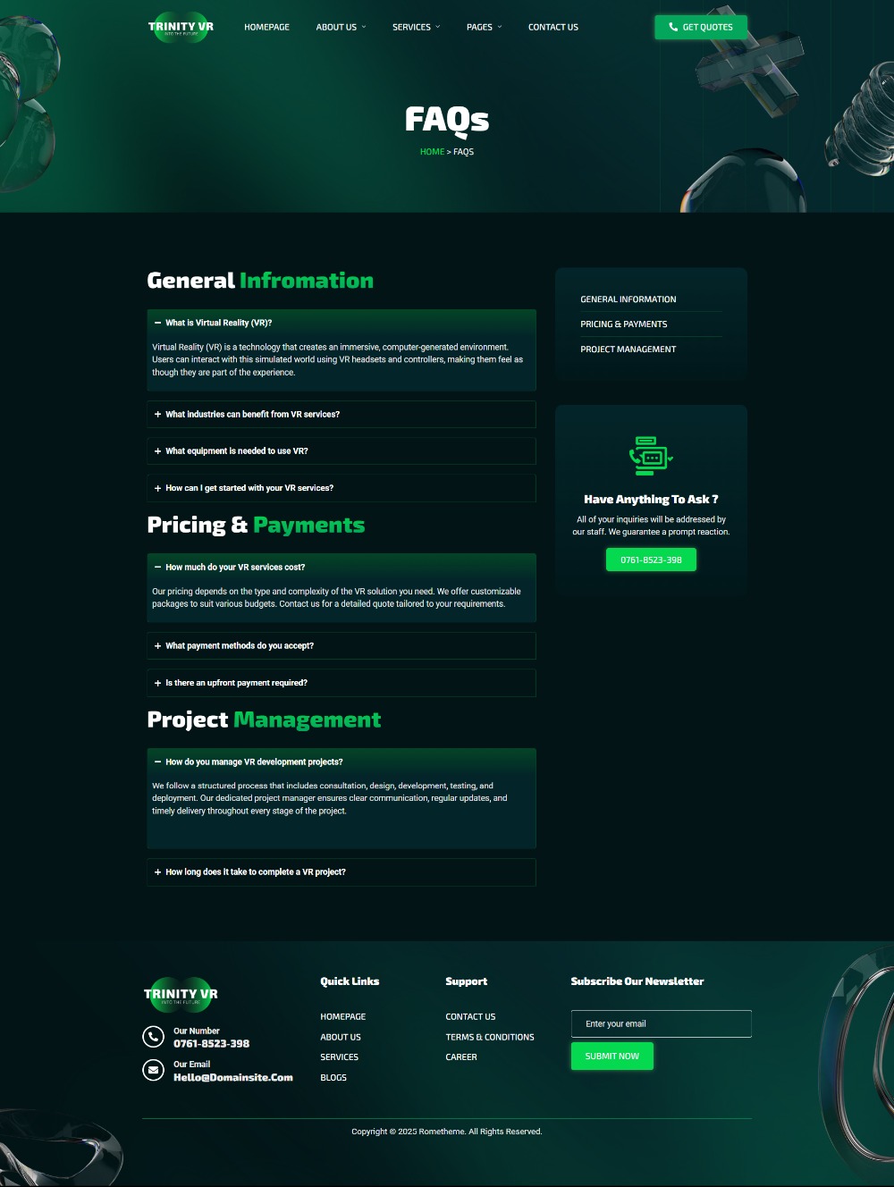 TrinityVR - Virtual Reality Services Elementor Template Kit by Rometheme