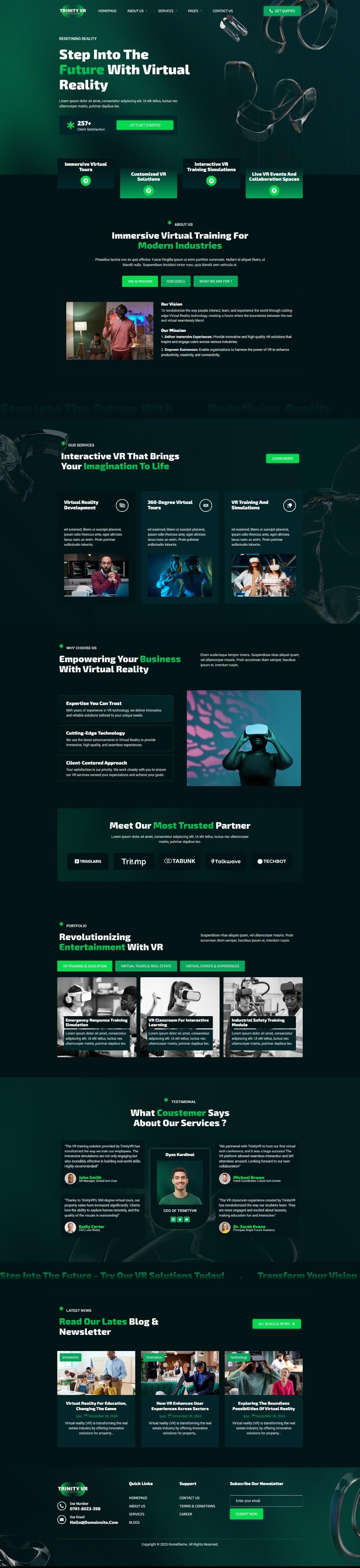 TrinityVR - Virtual Reality Services Elementor Template Kit by Rometheme