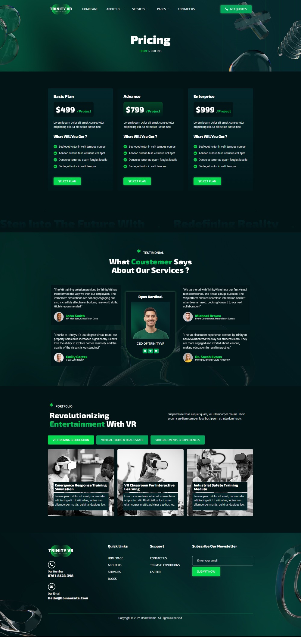 TrinityVR - Virtual Reality Services Elementor Template Kit by Rometheme